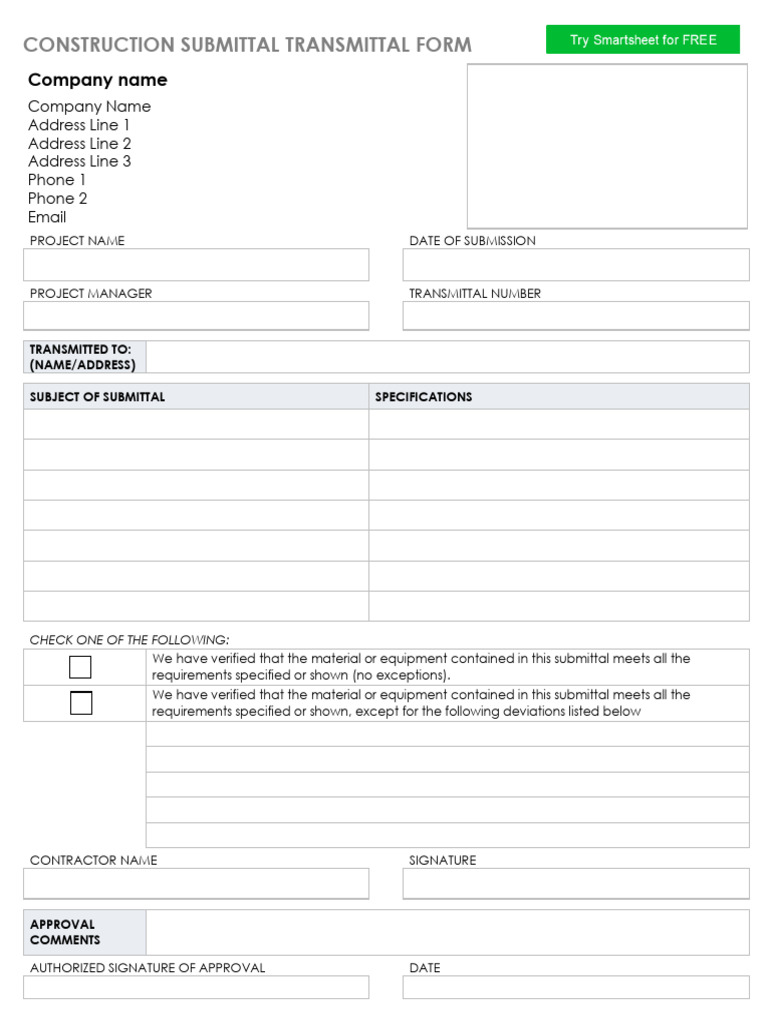 IC Construction Submittal Transmittal Form 10930 - PDF | PDF ...