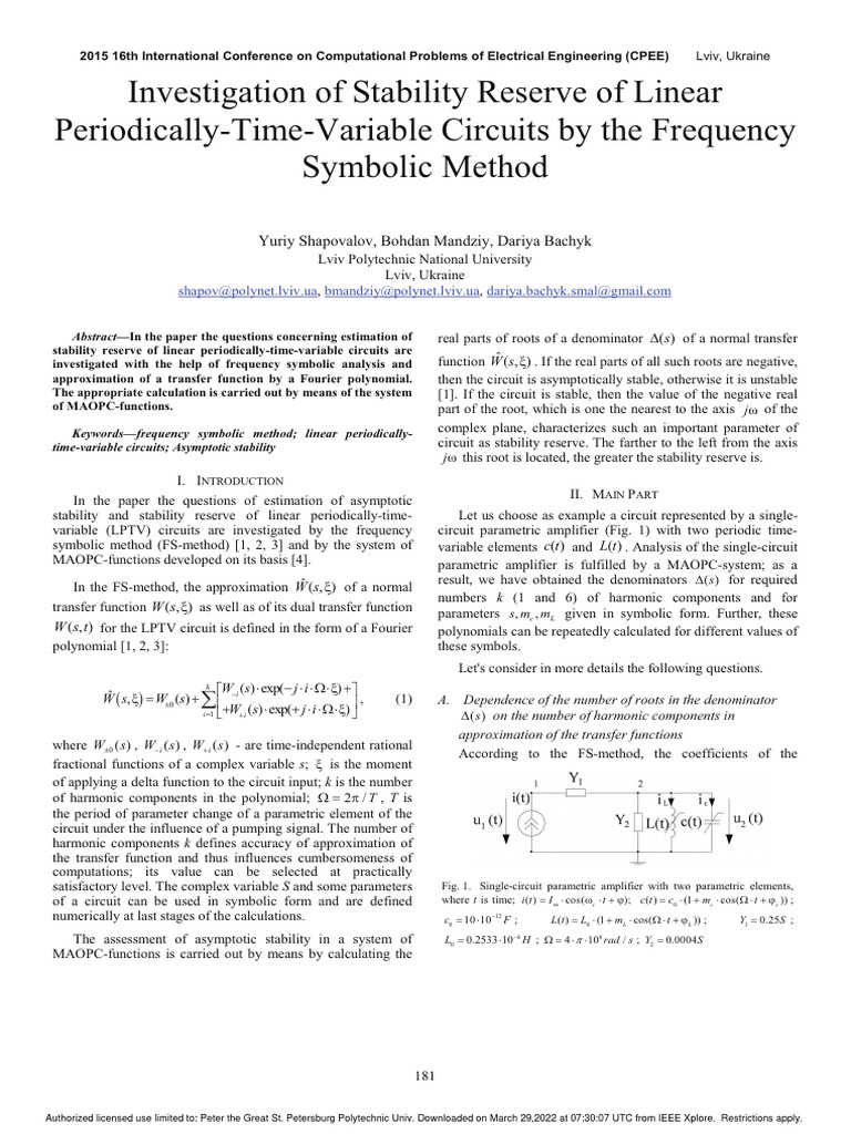 Investigation of Stability Reserve of Linear Periodically-Time-Variable Circuits by The ...