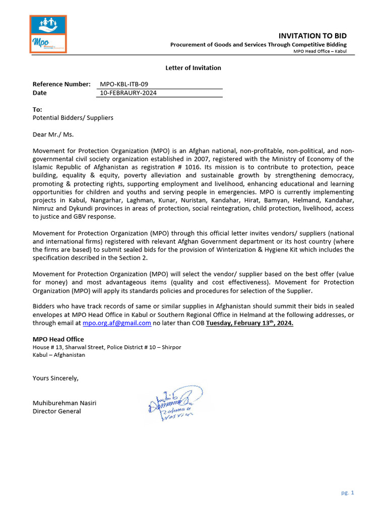 Letter of Invitation Reference Number: Date To | PDF | Receipt ...