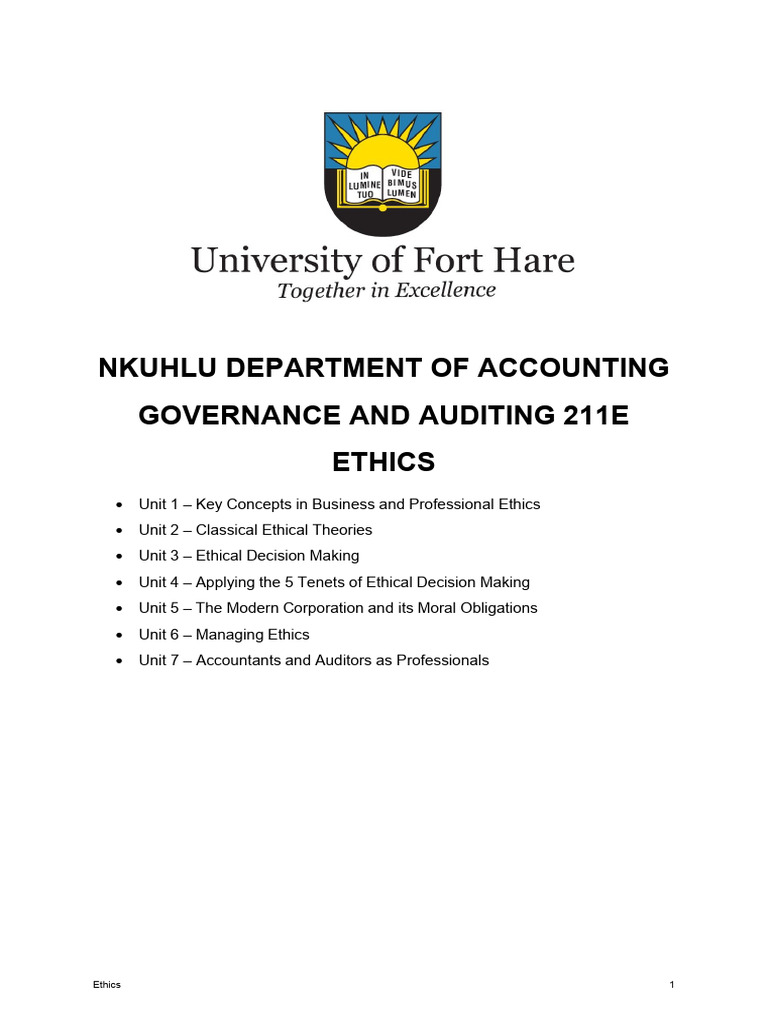 Ethics Notes - Units 1 To 7 | PDF | Happiness | Virtue Ethics