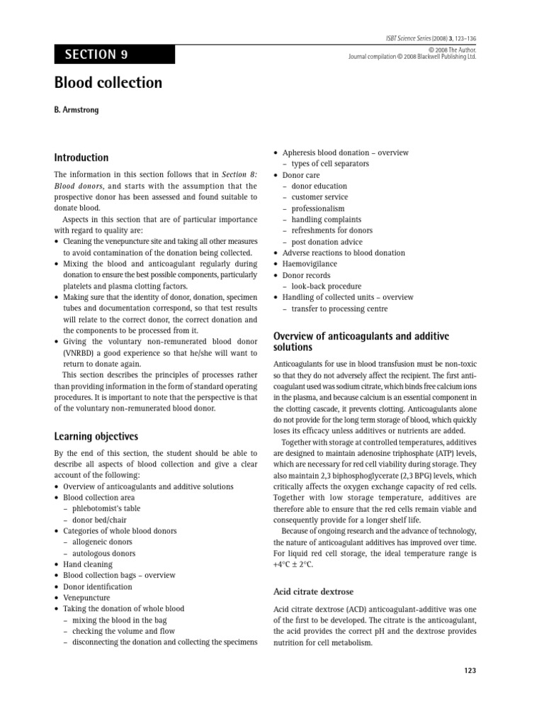 Blood Collection Best Practices Guide | PDF | Blood Donation | Blood ...