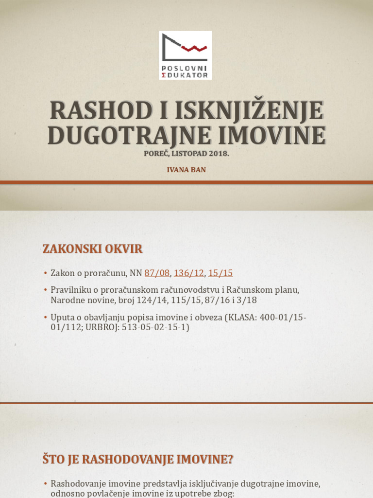 Rashod I Isknjiženje Dugotrajne Imovine | PDF