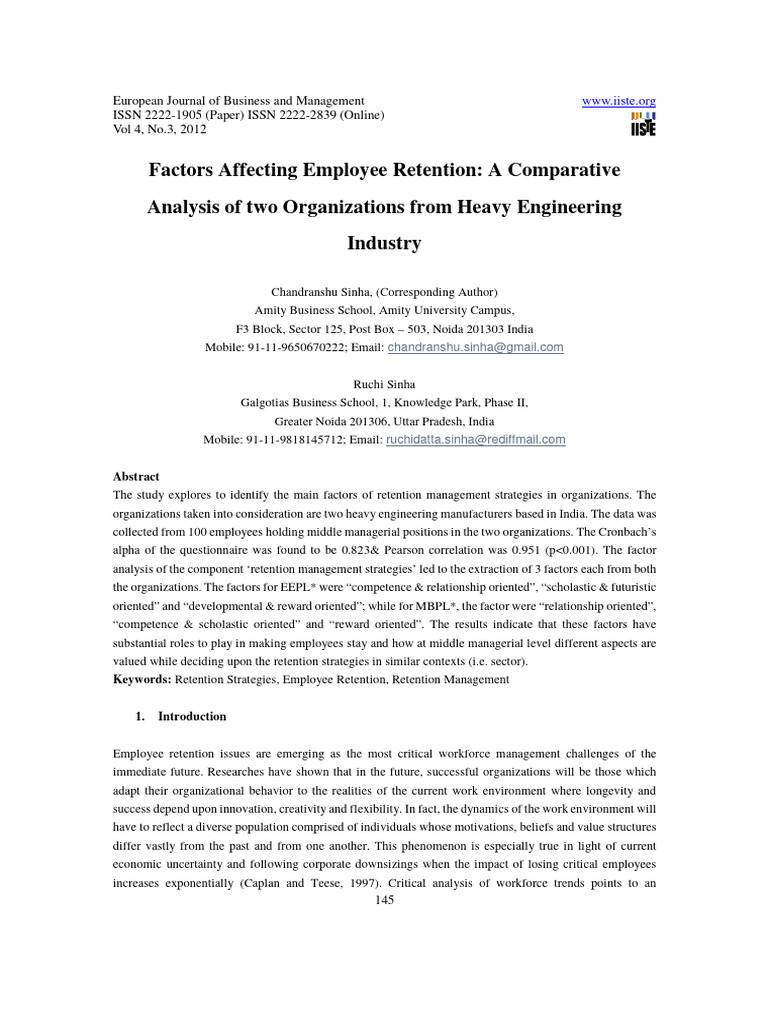 11 Factors Affecting Employee Retention | Download Free PDF | Business