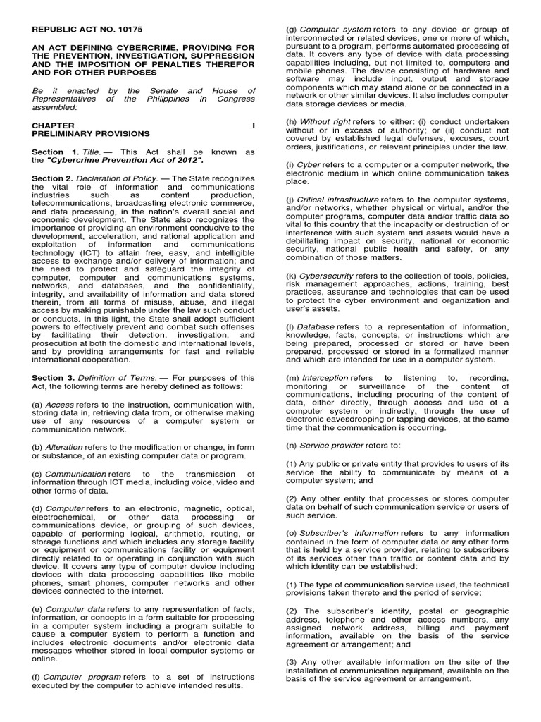 "Cybercrime Prevention Act of 2012 | PDF | Justice | Crime & Violence