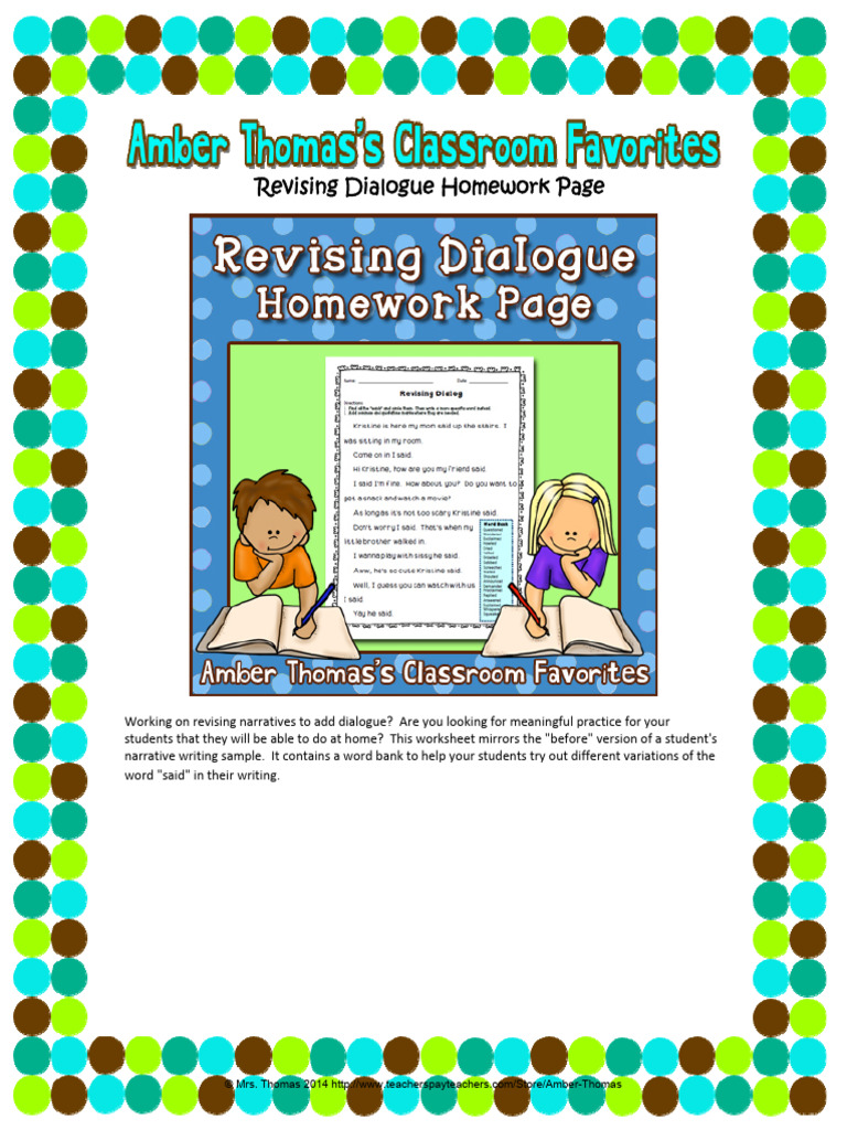 Revising Dialogue for Narrative Writing | PDF