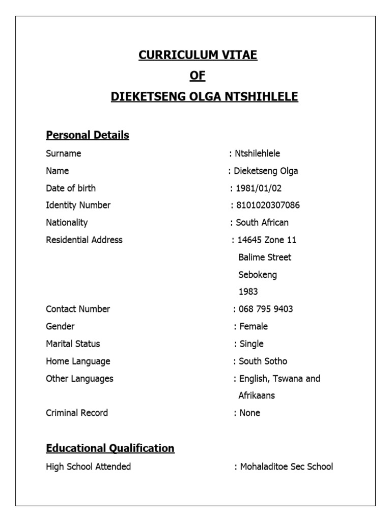 OlGA CV OMPHILE - 024254 | PDF
