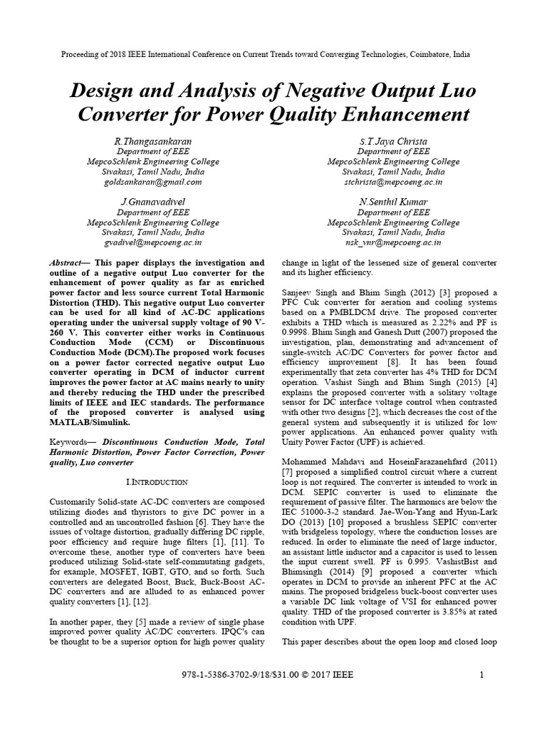 Negative Output Luo Converter Design | PDF | Electronic Filter ...