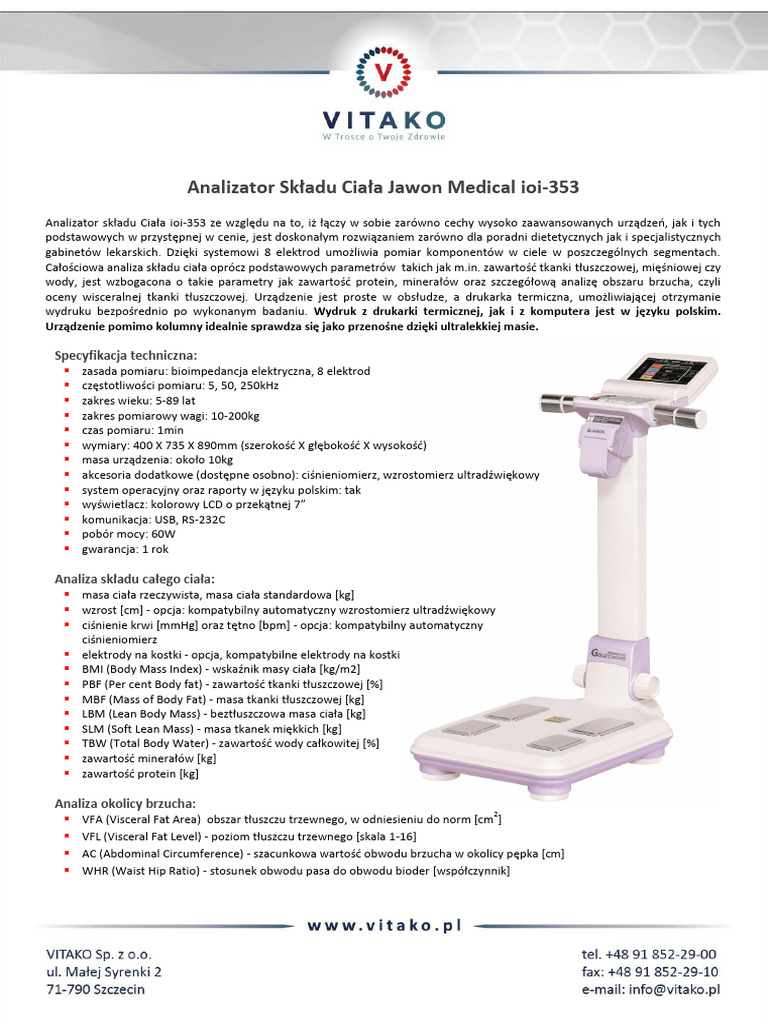 Jawon Medical IOI353 Karta Katalogowa | PDF