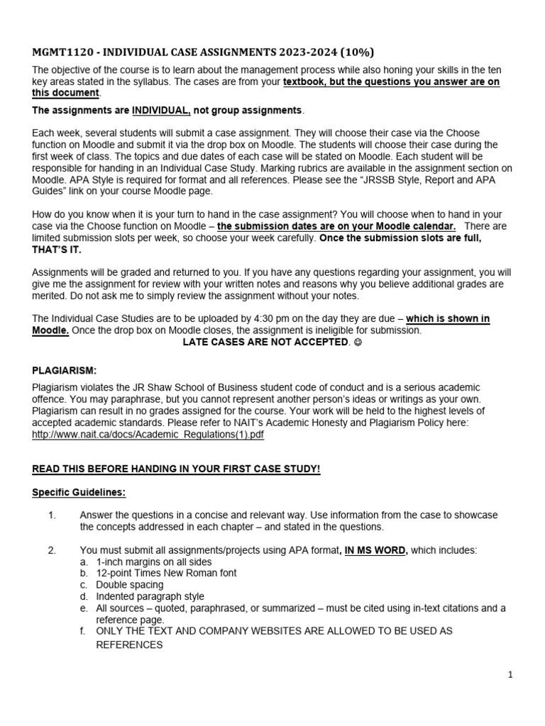 Individual Case Study Assignments 2023-2024 JB-2 | PDF | Paragraph | Plagiarism