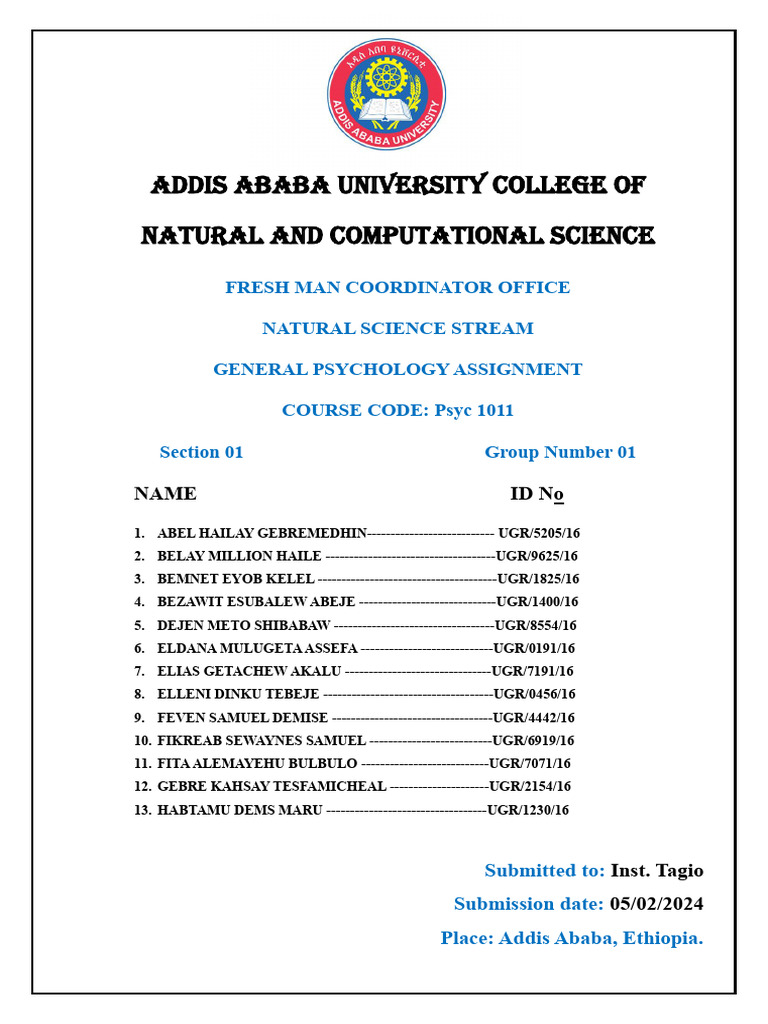 Psychology Group 1 Final Assignment | PDF | Self Esteem | Psychological Resilience