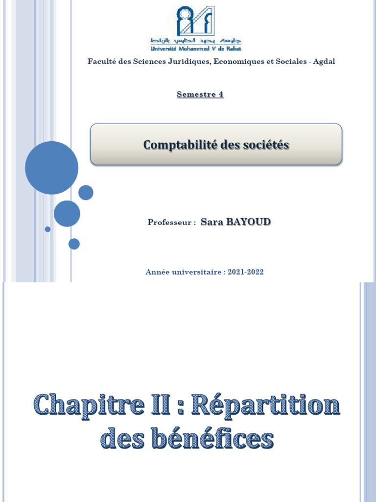 PR BAYOUD Chap 2 | PDF | Dividende | Actionnaire