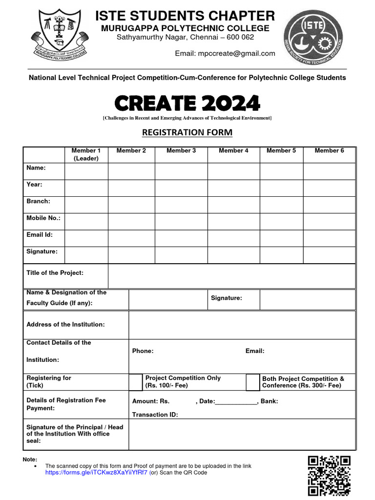 CREATE 2024 Registration Form | PDF | Career & Growth | Business