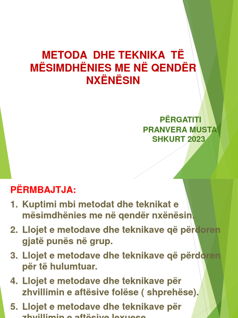 Metodat Dhe Teknikat Në Mësimdhënie e Sakte | PDF