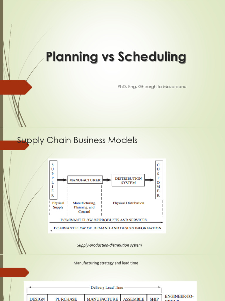 Planning Vs Scheduling | PDF | Supply Chain | Labour Economics Planning Vs Scheduling | PDF | Supply Chain | Labour Economics