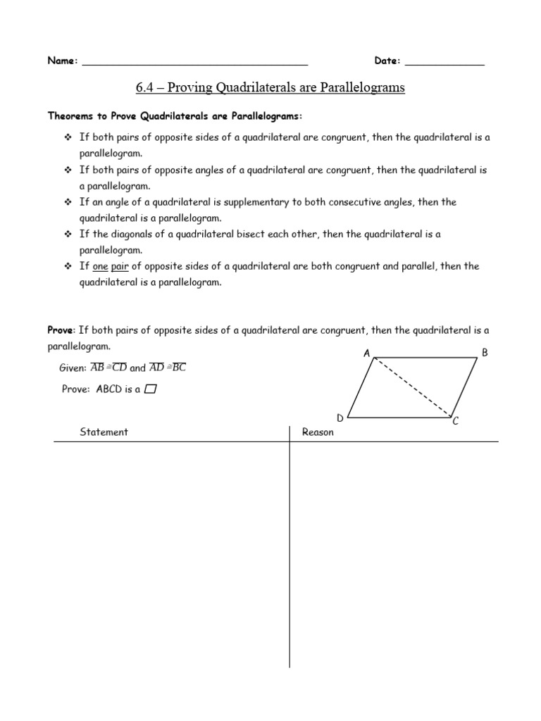 6.4 - Proving Quads Are Parallelograms | Download Free PDF | Geometric ...