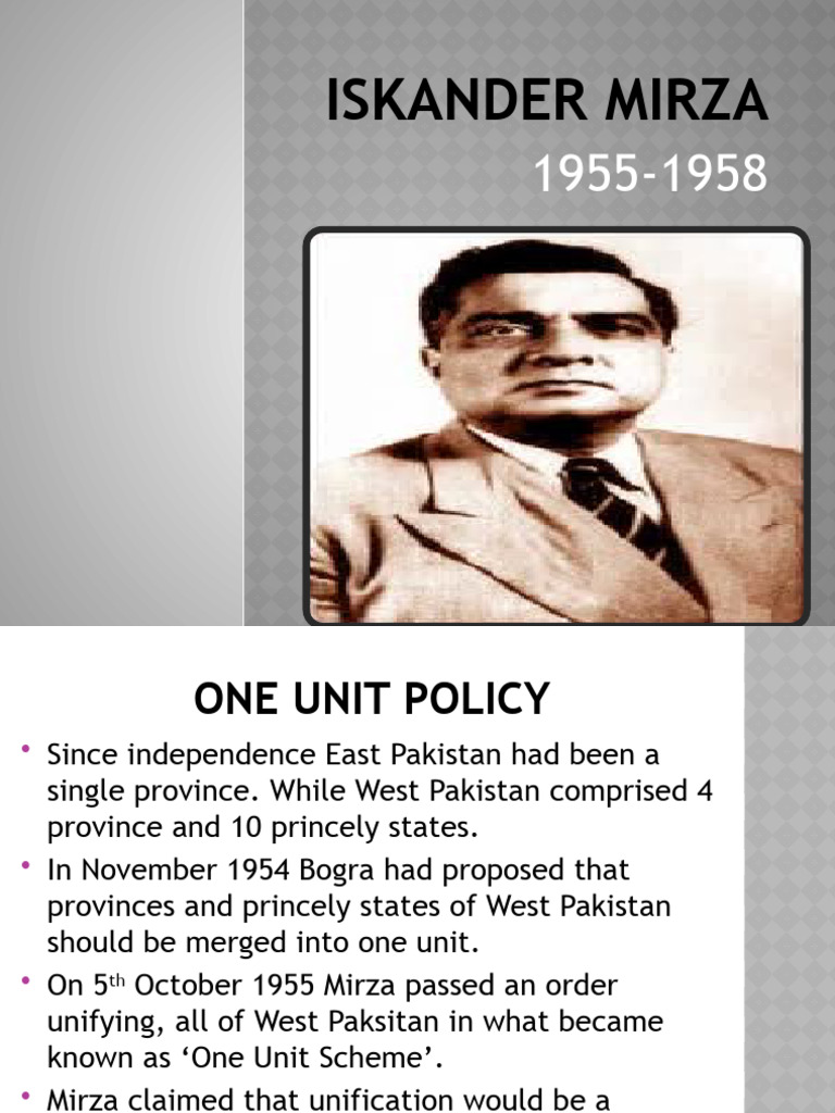 Iskander Mirza Presentation | PDF | Government | Pakistan