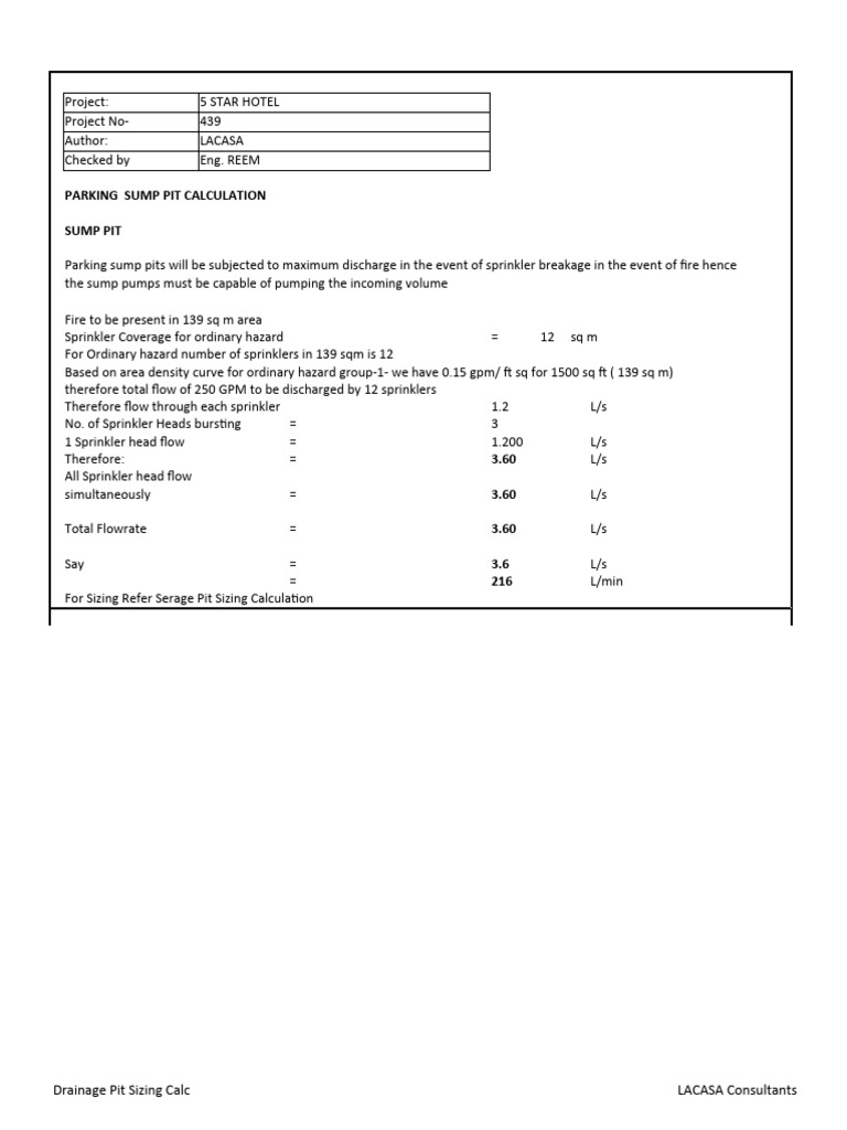 439-Sump Pit and Pump Capacity | PDF | Fire Sprinkler System | Storm Drain