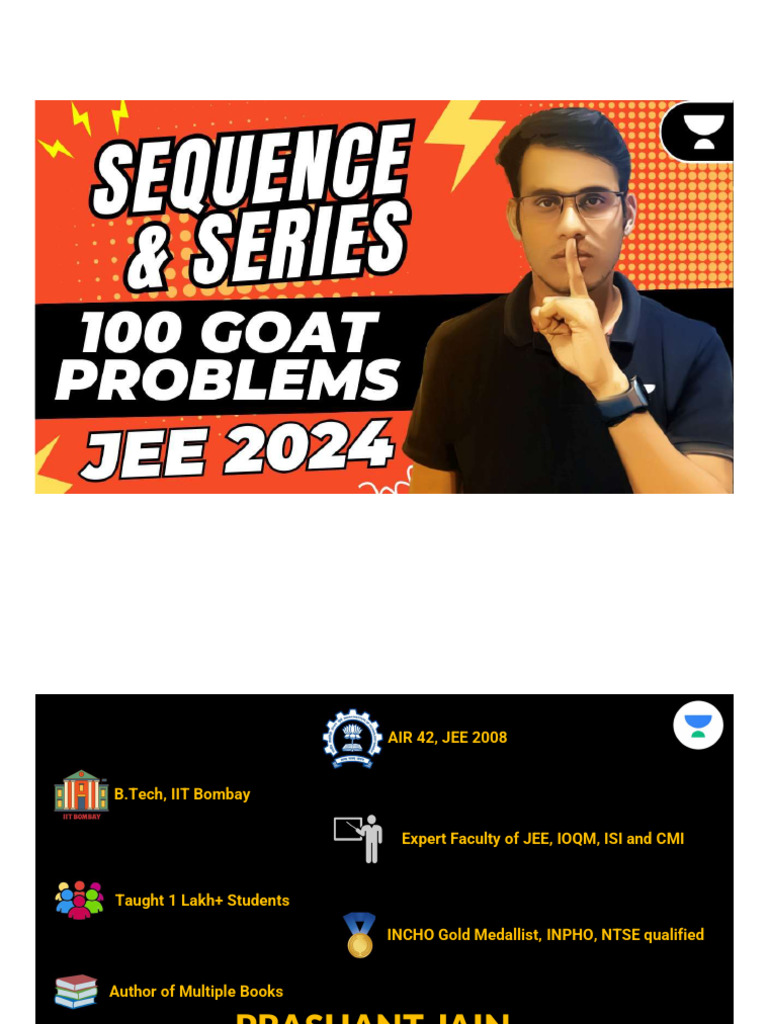 100 GOAT Problems of Sequence & Series | PDF | Science Education ...