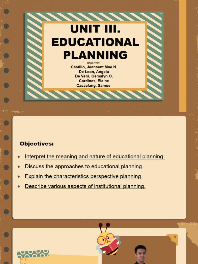 Group 3 - Unit 3 Meaning and Nature of Educational Planning | PDF | Planning | Goal