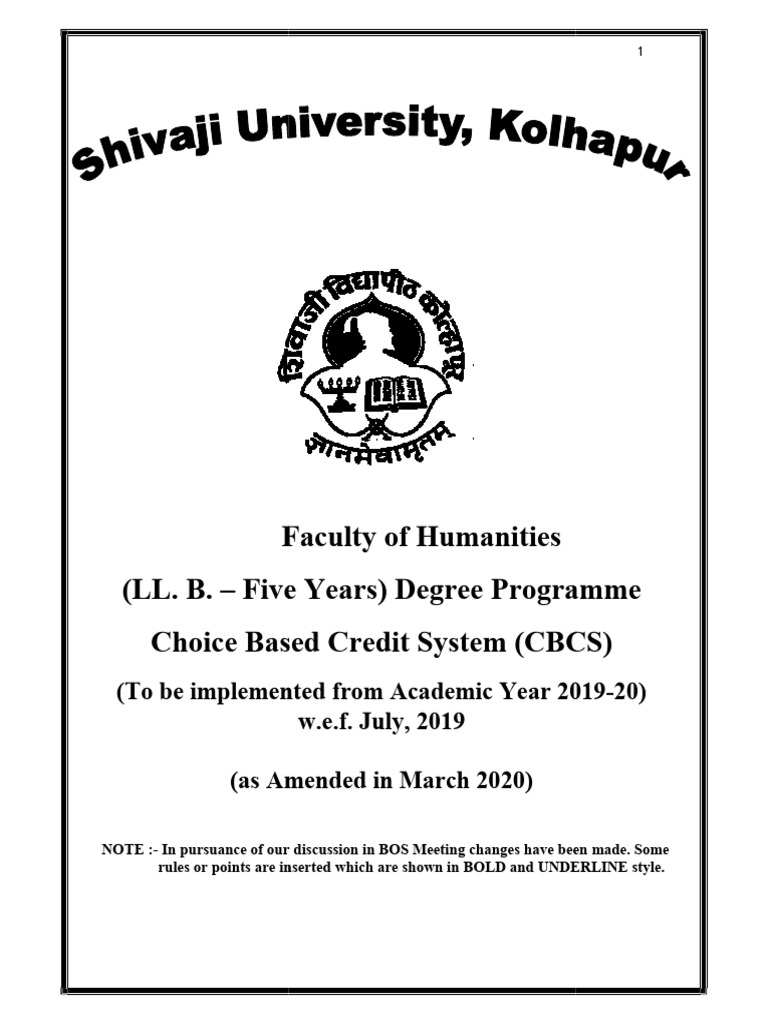 CBCS LL.B. Five Year Final Programme Revised | PDF | Course Credit | University And College ...