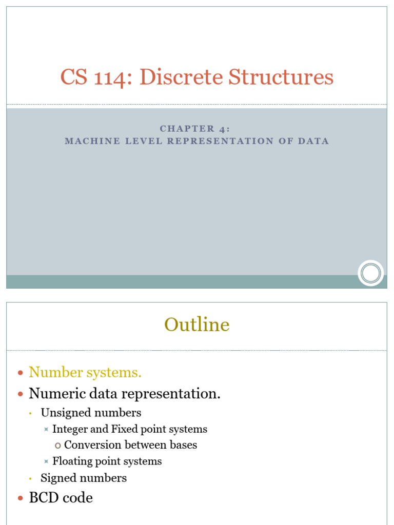 Ch4-Machine Level Representation of Data-2019 | PDF | Binary Coded Decimal | Integer (Computer ...