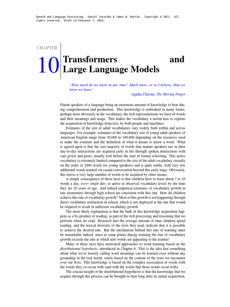 Transformers and Large Language Models | PDF | Vocabulary | Cognitive ...