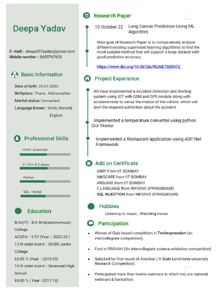 Deepa Yadav (Resume) | PDF
