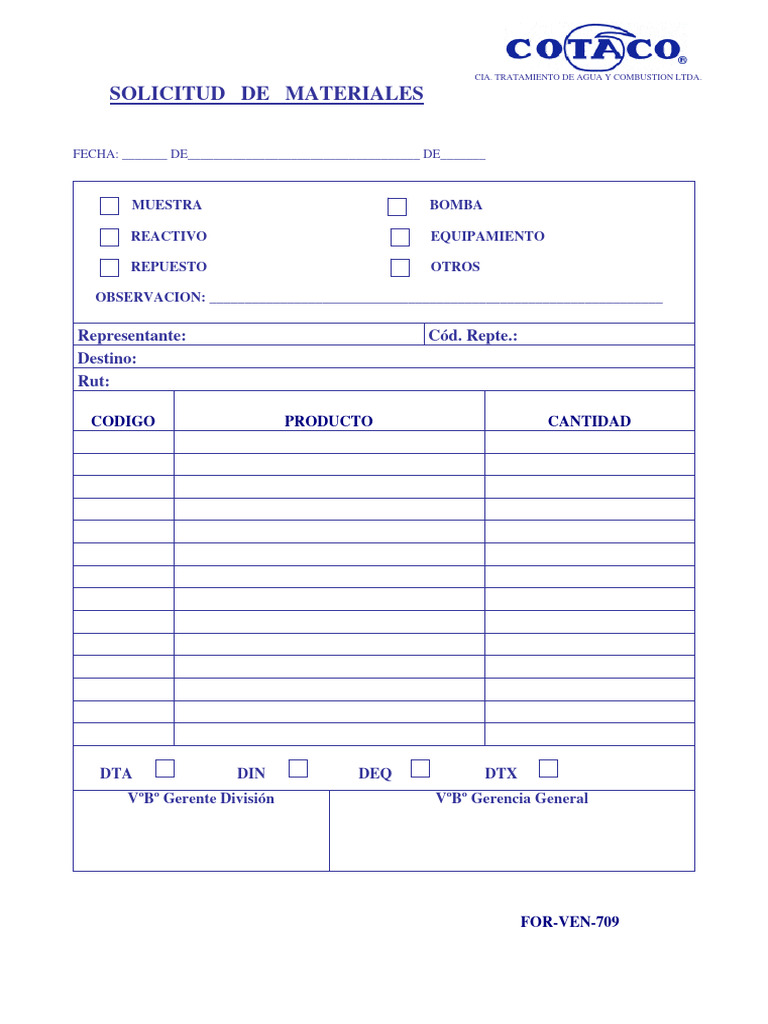 Solicitud de Materiales | PDF