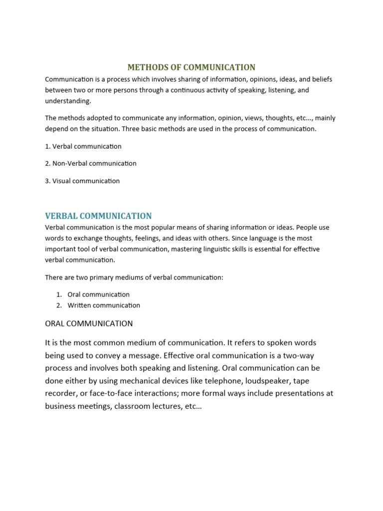 Overview of Communication Methods | PDF | Language Arts & Discipline