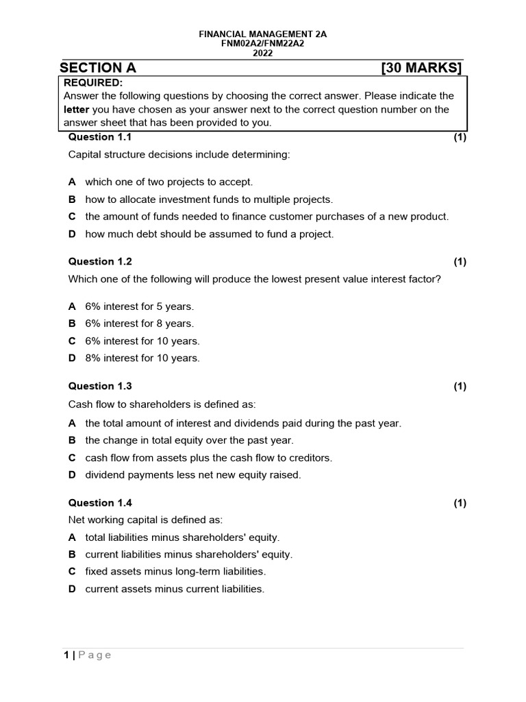 2A Paper A Exam 2022 | PDF | Present Value | Equity (Finance)