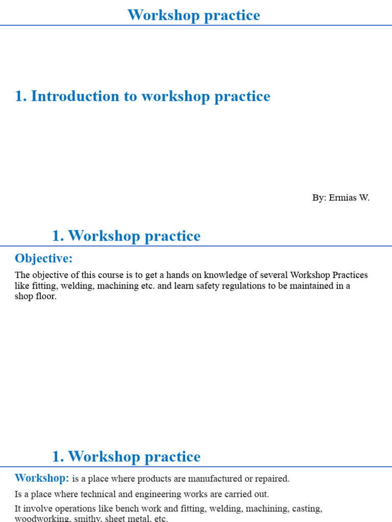 Introduction To Workshop Practice | PDF | Personal Protective Equipment | Safety