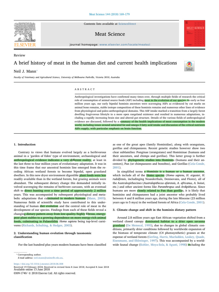 A Brief History of Meat in The Human Diet and Current Health ...