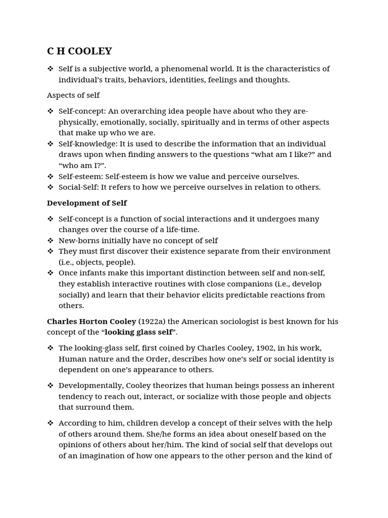 C H Cooley | Download Free PDF | Id | Identity (Social Science)