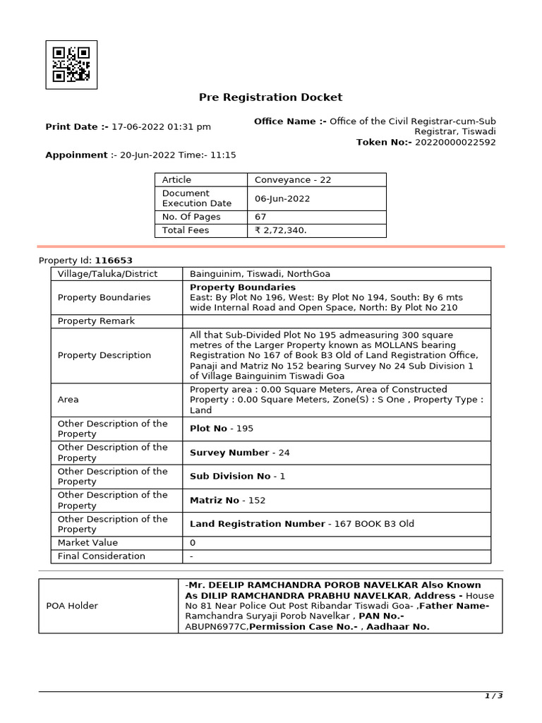 Goa Property Conveyance Docket | PDF | Common Law | Property Law