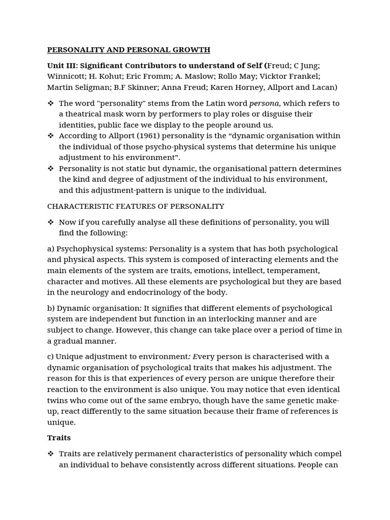 Personality and Personal Growth | PDF | Id | Unconscious Mind