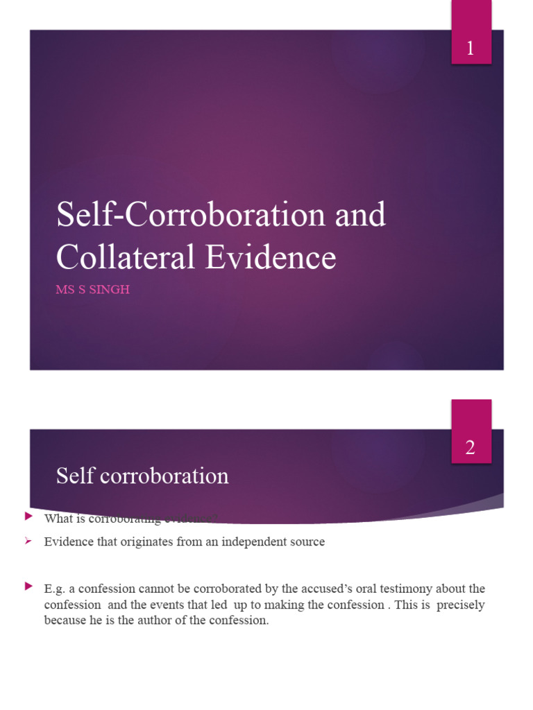 Self-Corroboration and Collateral Evidence | Download Free PDF ...