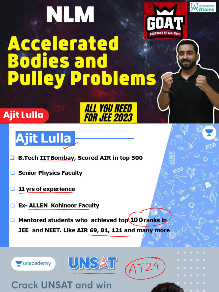 NLM Accelerated Bodies and Pulley Problems G.O.A.T Series | PDF