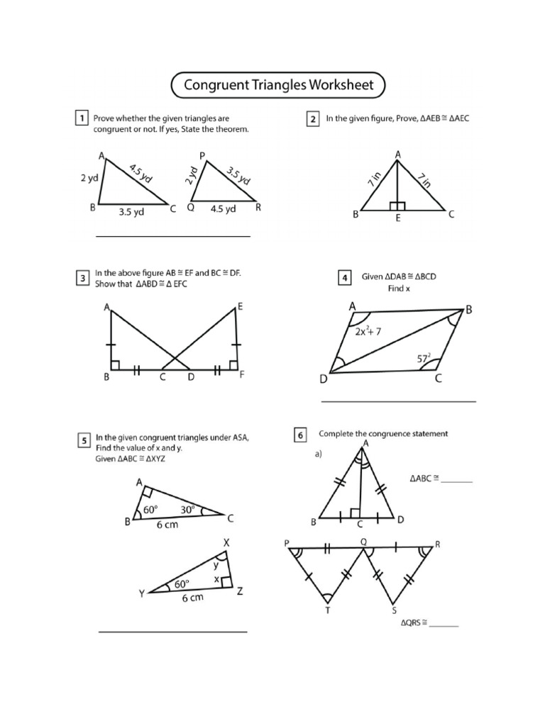 Triangle Congruence Worksheet | PDF