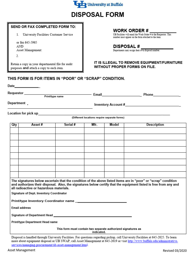 Sample Disposal Form Template | PDF