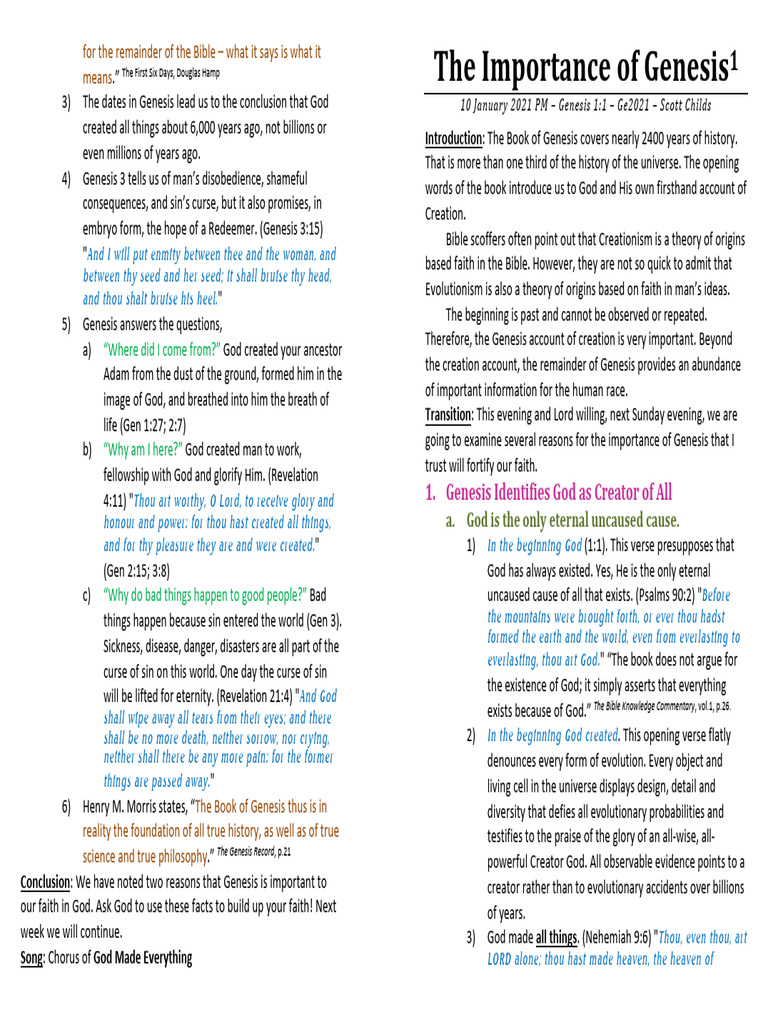 Importance of Genesis in Faith | PDF | Genesis Creation Narrative ...