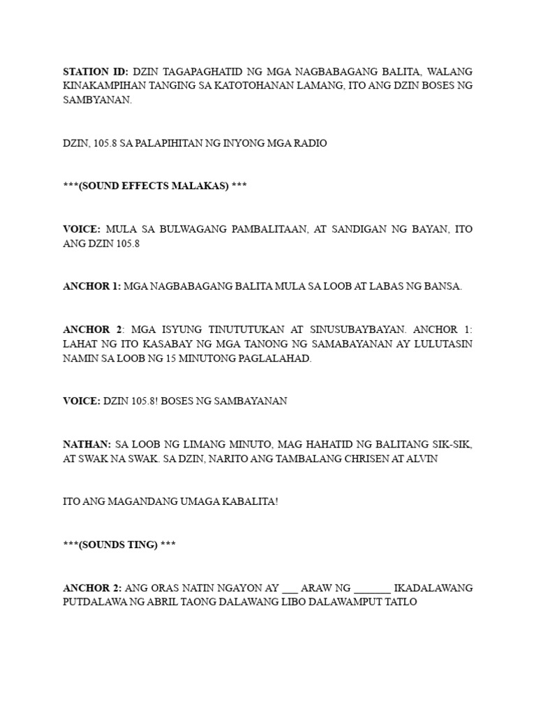 Radio Broadcasting Script | PDF