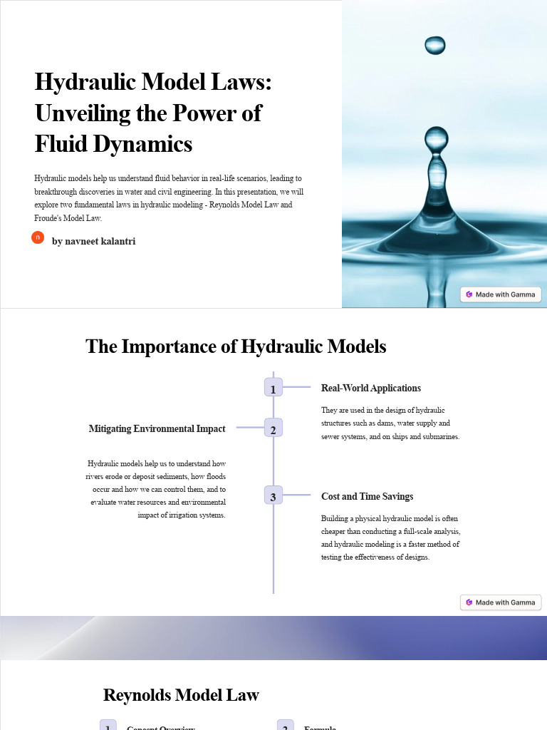 Hydraulic Model Laws Unveiling The Power of Fluid Dynamics | PDF | Reynolds Number | Fluid Dynamics
