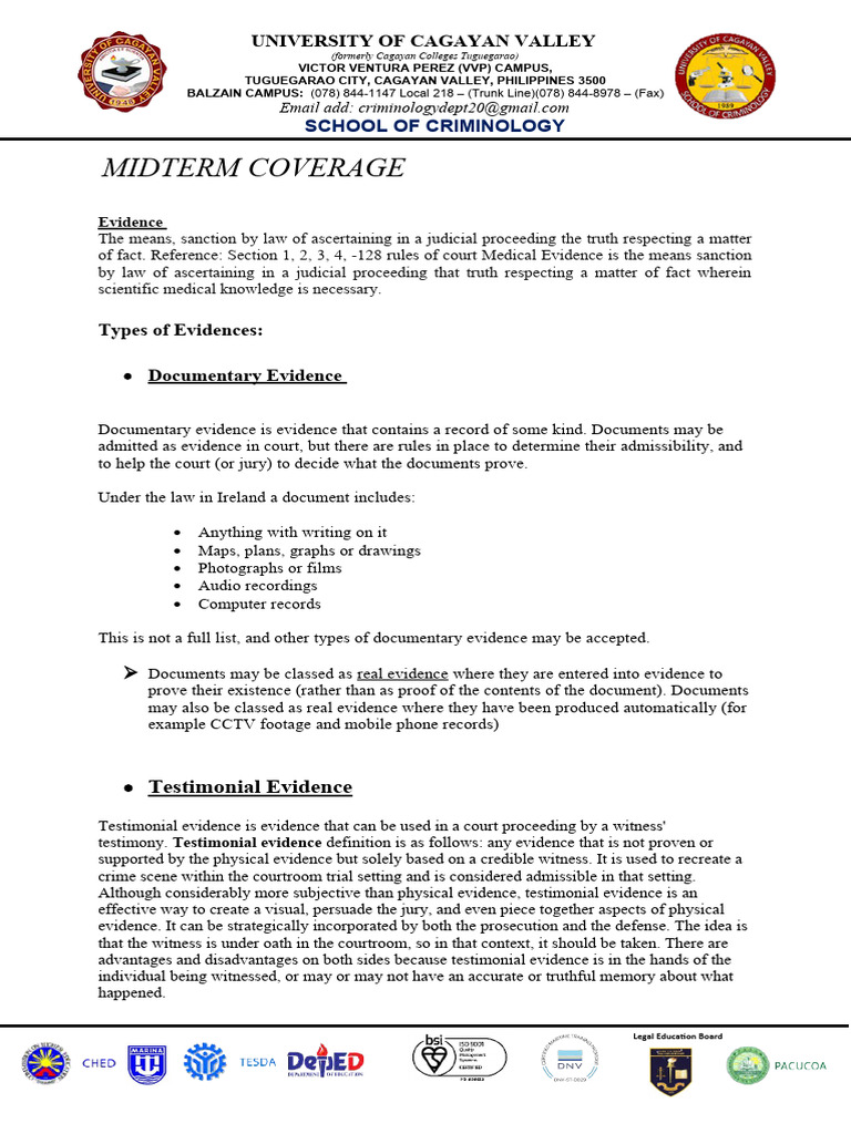 Cdi 103n Midterm Coverage | PDF | Search Warrant | Search And Seizure