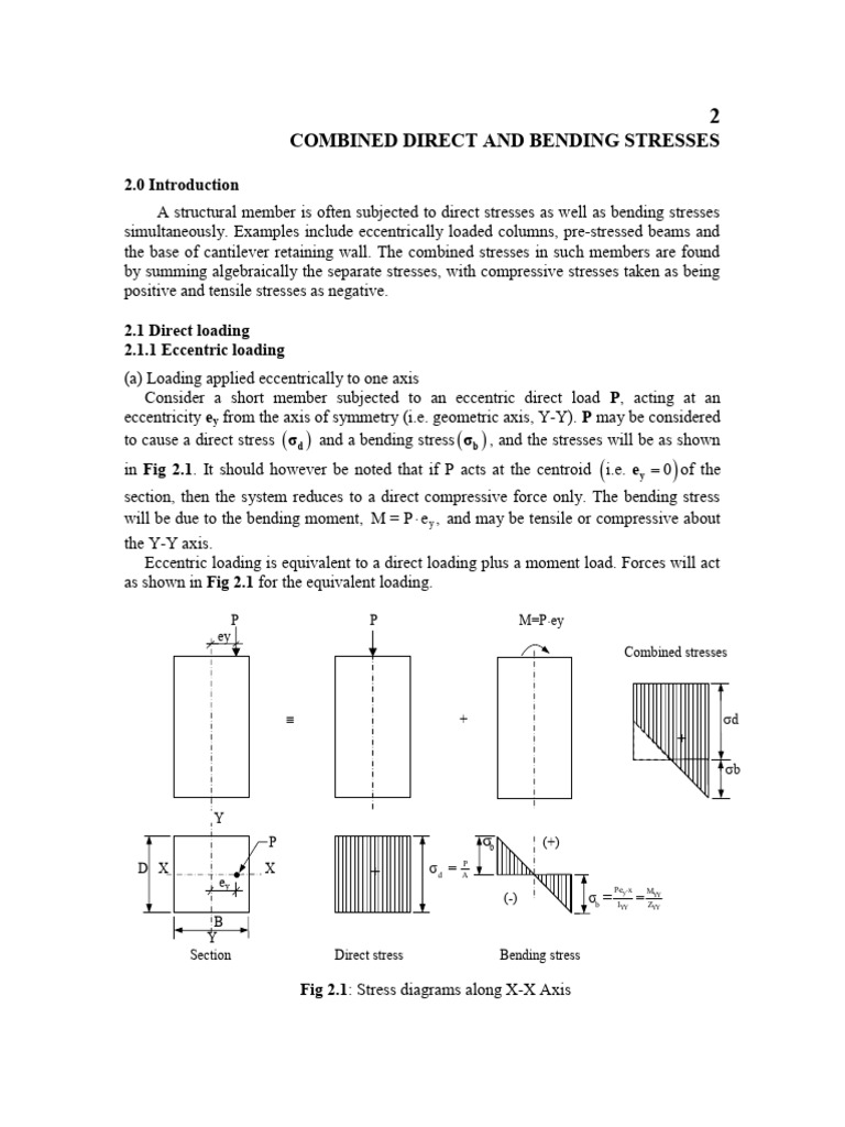 Combined Direct and Bending Stresses | PDF | Bending | Stress (Mechanics)