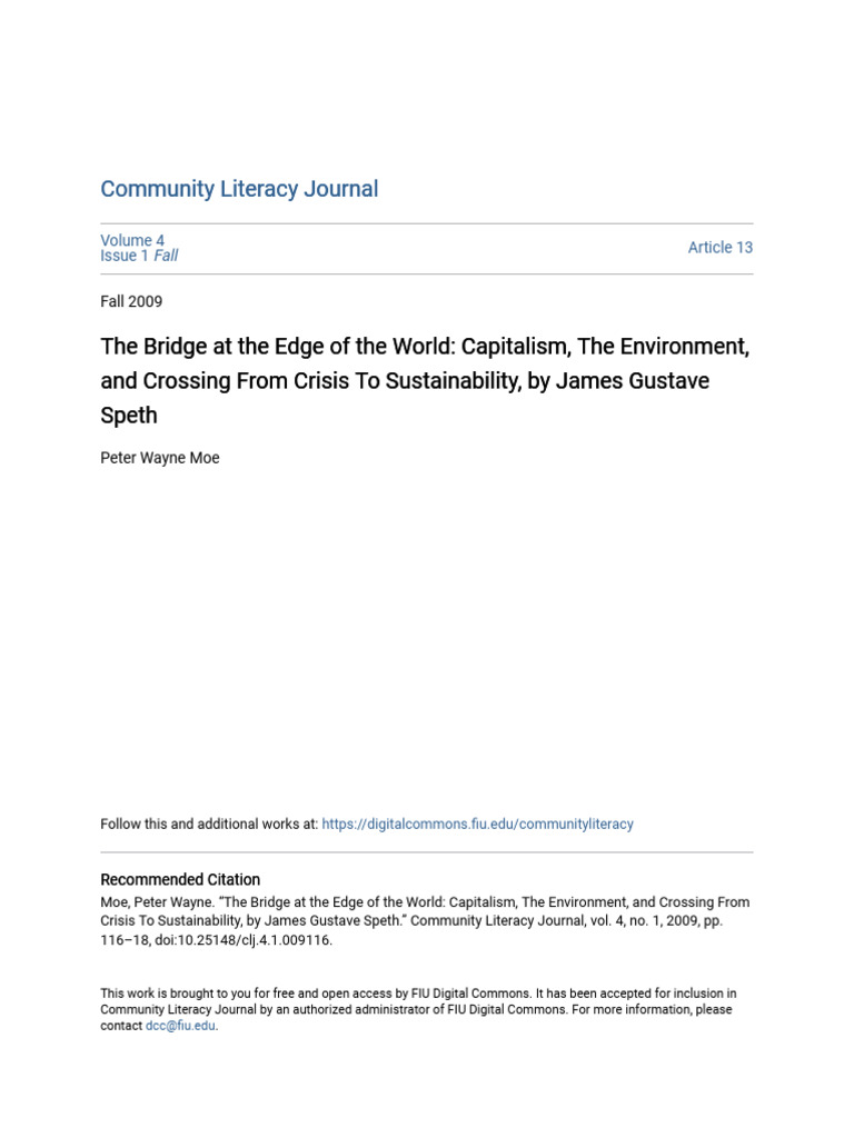 The Bridge at The Edge of The World Capitalism The Environment | PDF ...