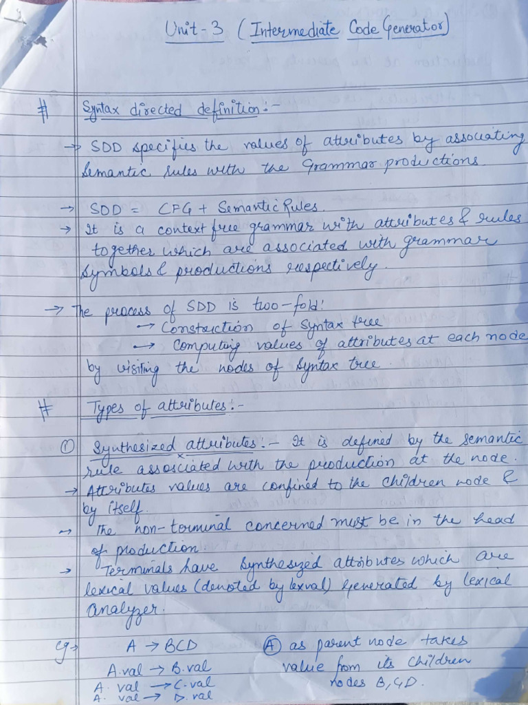 (CD) Unit-3 Intermediate Code Generator | PDF
