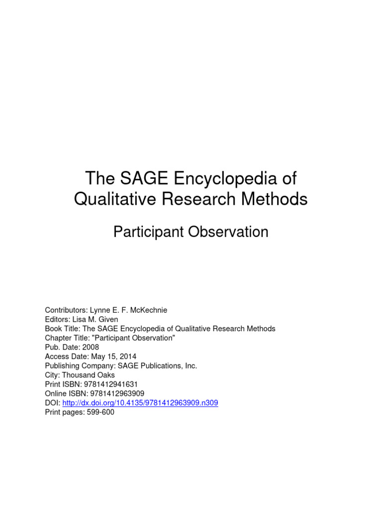 Ch03 Participant Observation | PDF | Qualitative Research | Data