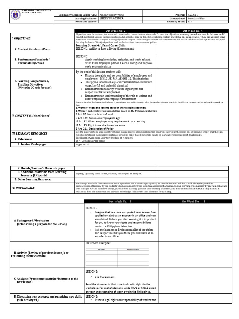 Lesson Plan Module 6 Session 2 | PDF