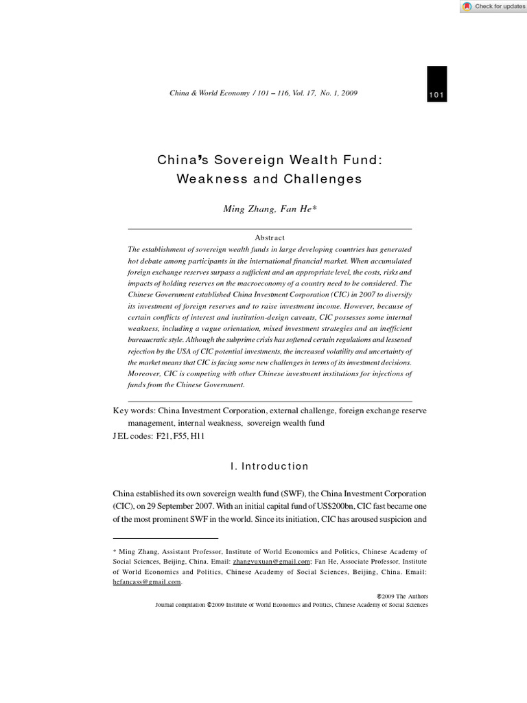 China S Sovereign Wealth Fund Weakness and Challenges | PDF | Leverage ...