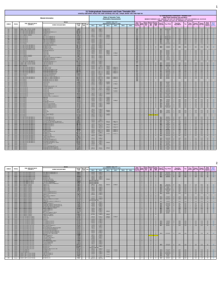 UJ Exam Timetable 2024 Overview | PDF | Rock (Geology) | Geology